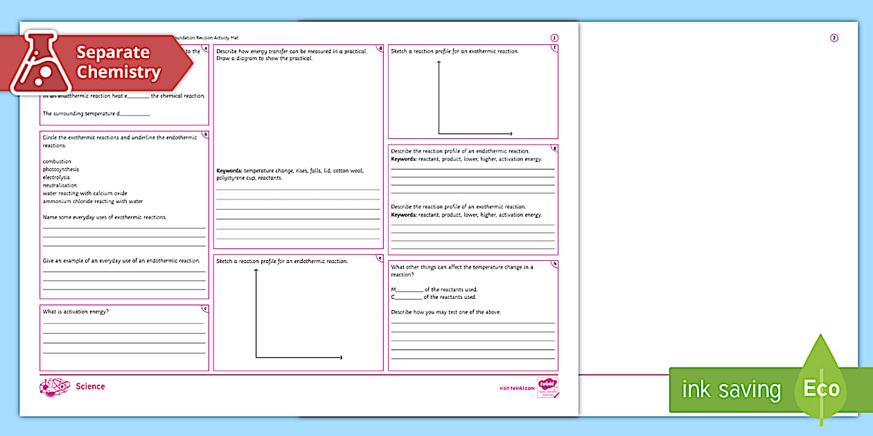 AQA GCSE Chemistry (Separate Science): Unit 5 Energy Changes Foundation