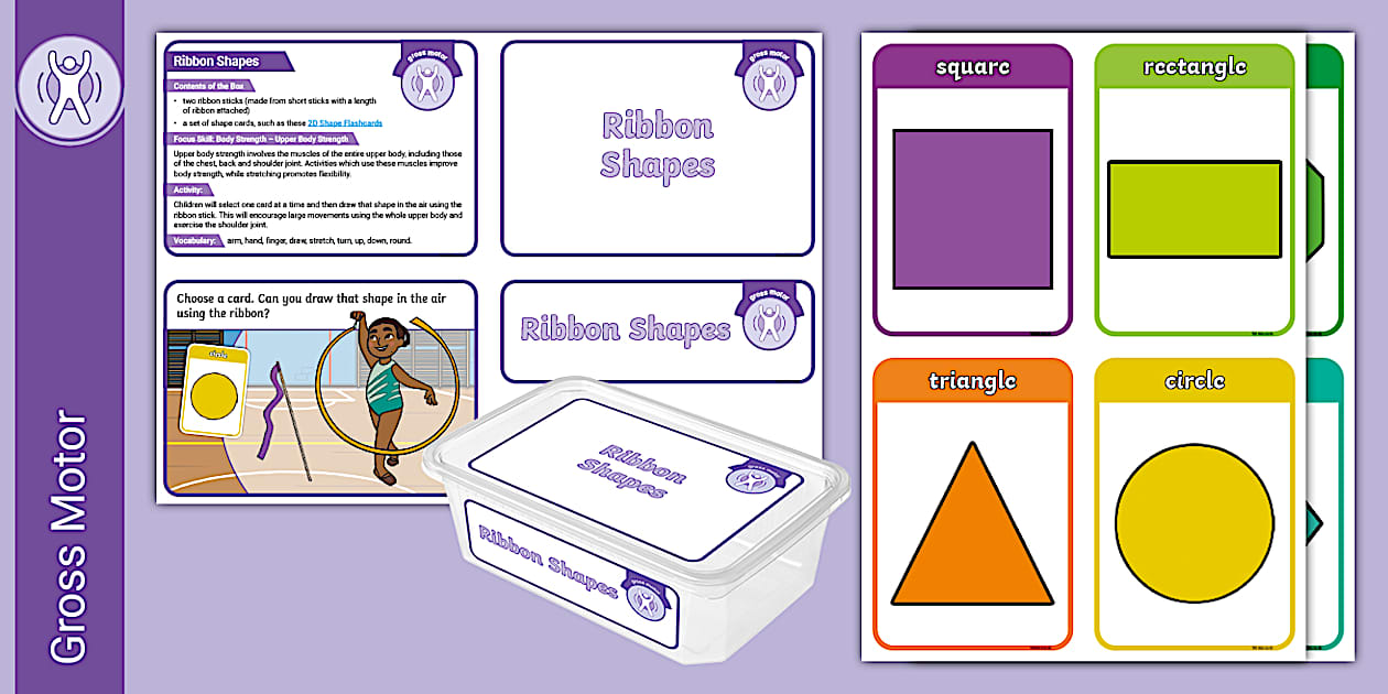 Gross Motor Skills Fine Motor Skills Task Box: Ribbon Shapes