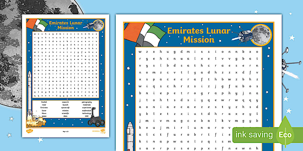 Emirates Lunar Mission: Rashid Rover - Word Find - Twinkl