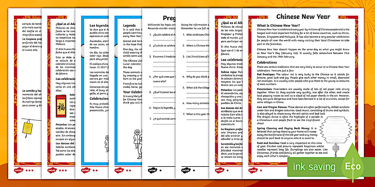 Chinese New Year Differentiated Reading Comprehension Activity - English