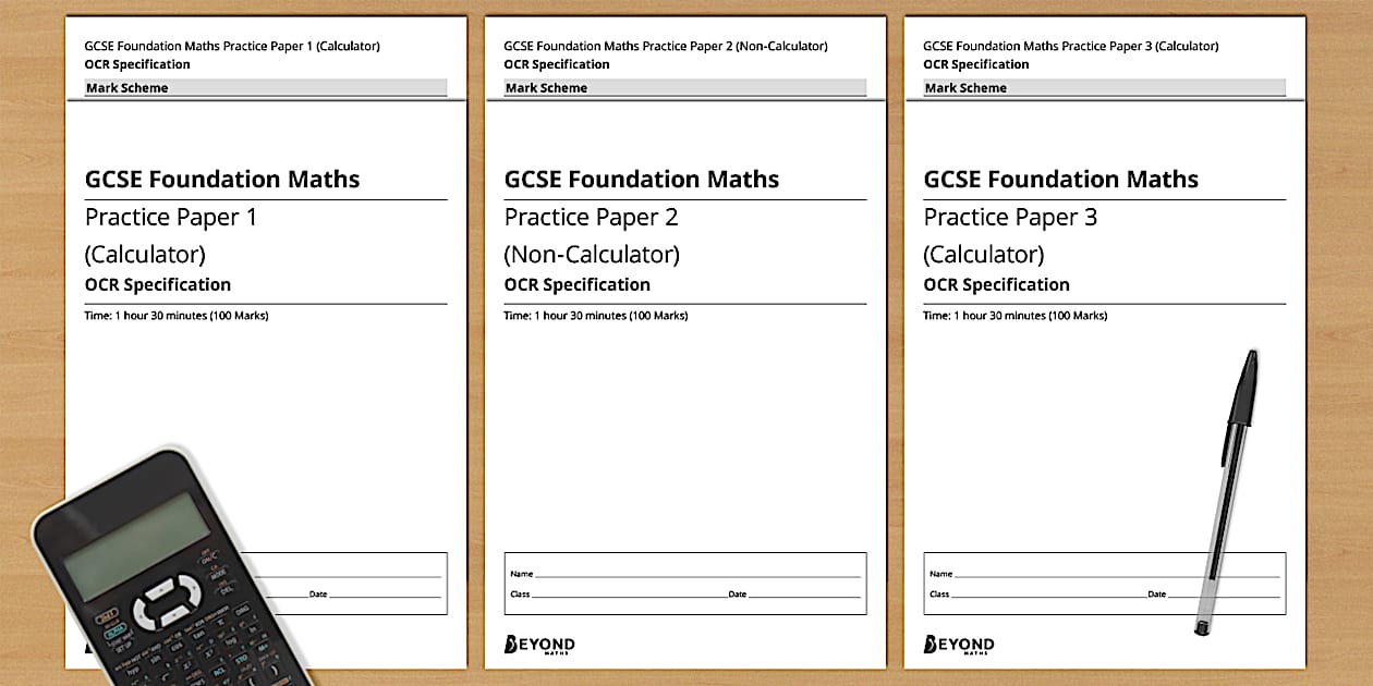 GCSE Maths Practice Papers 1, 2 & 3 Foundation OCR (Set B ...