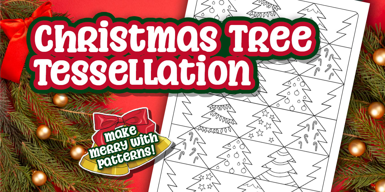 Christmas Tree Tessellation Colouring Sheet