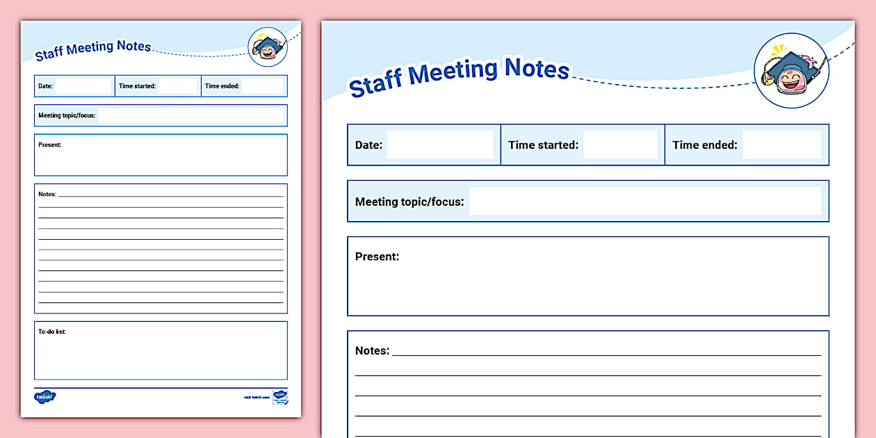 My Teaching File: Staff Meeting Notes (teacher made)