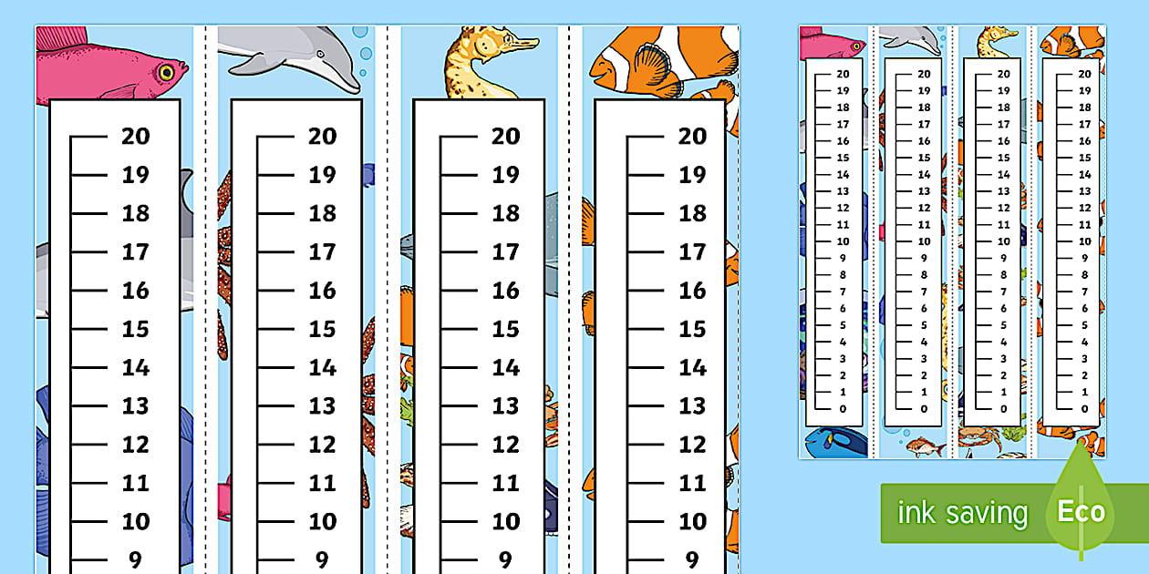 Under The Sea Themed 0 - 20 Vertical Number Line - Twinkl