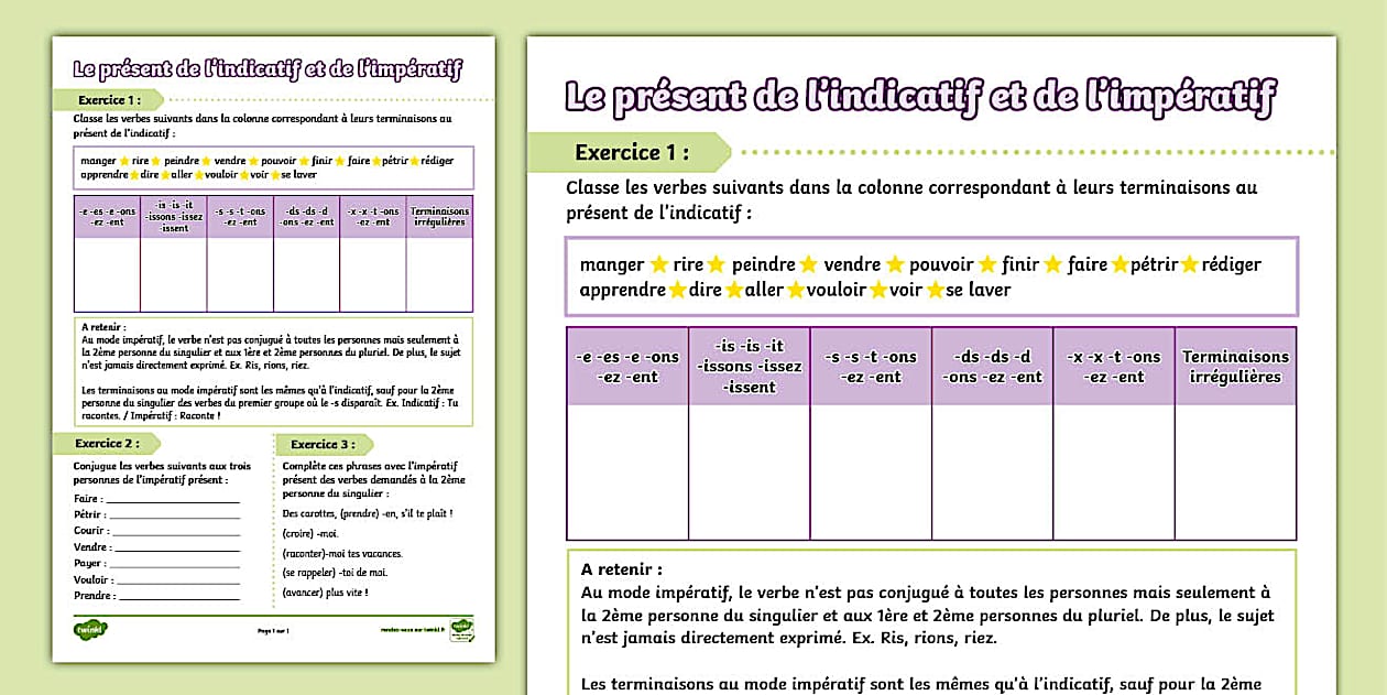 Le présent de l'indicatif et de l'impératif (teacher made)