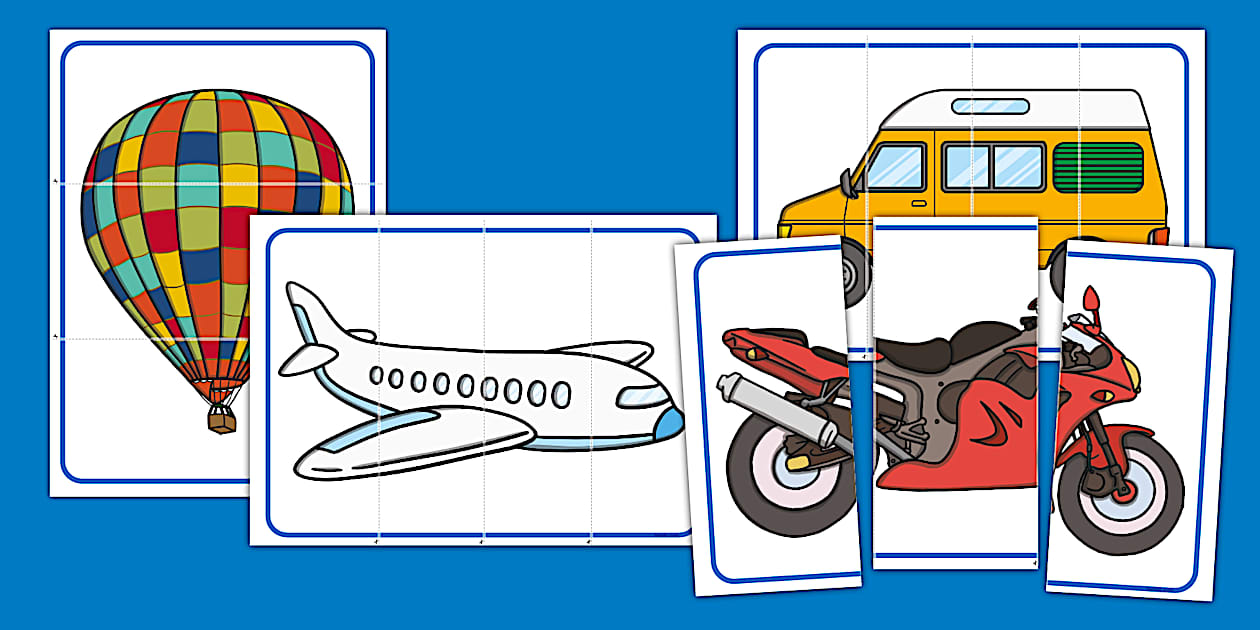 Vehicles and Transport Jigsaw Puzzle Strips | Twinkl