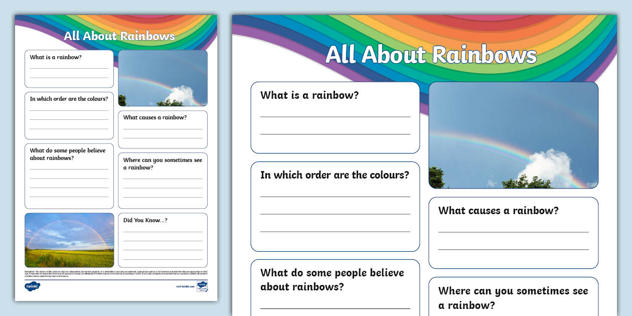 All About Rainbows Fact File Template (Teacher-Made)