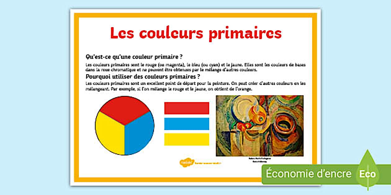 Poster d'affichage : Les couleurs primaires - Twinkl
