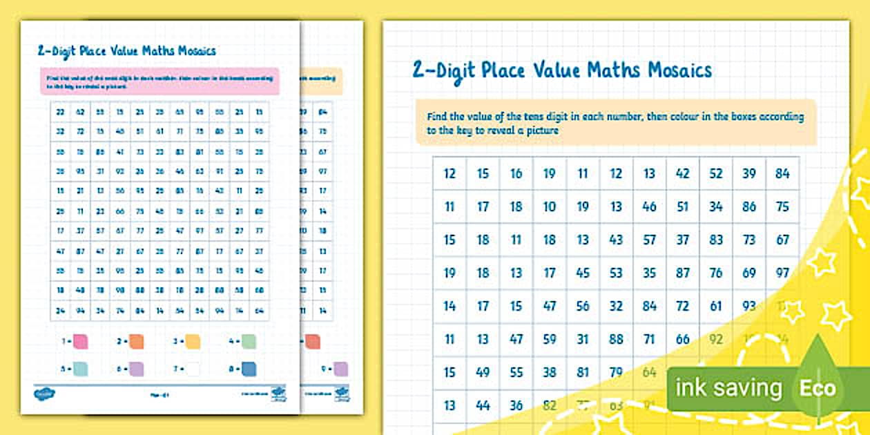 👉 2-Digit Place Value Maths Mosaics (Ages 6 - 7) - Twinkl