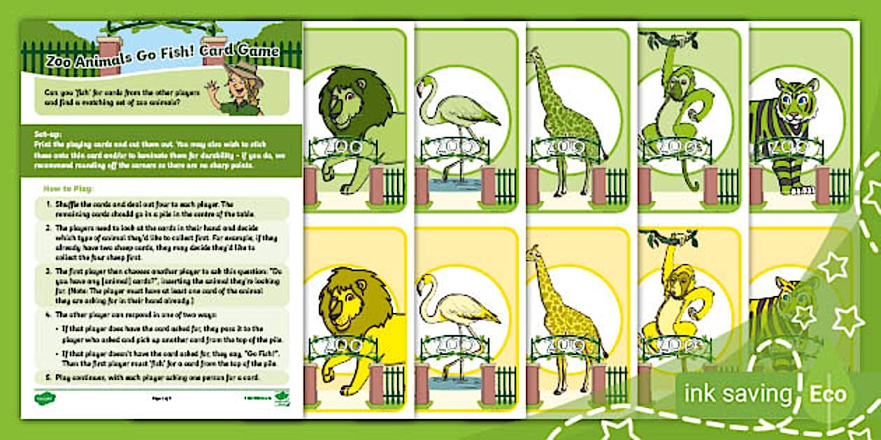 Zoo Animals Go Fish! Card Game (teacher made) - Twinkl