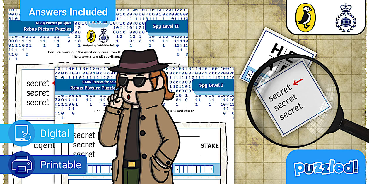 FREE! - GCHQ Puzzles for Spies - Spy Rebus Picture Puzzles