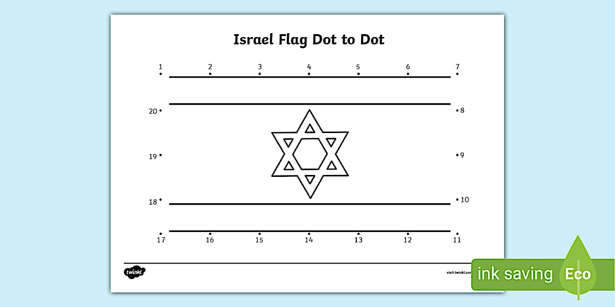 Israel Flag Dot to Dot Worksheet - Flag Worksheets | Twinkl