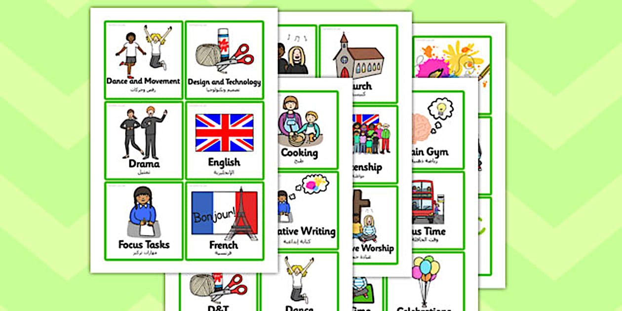 KS2 Visual Timetable Arabic Translation (teacher made)