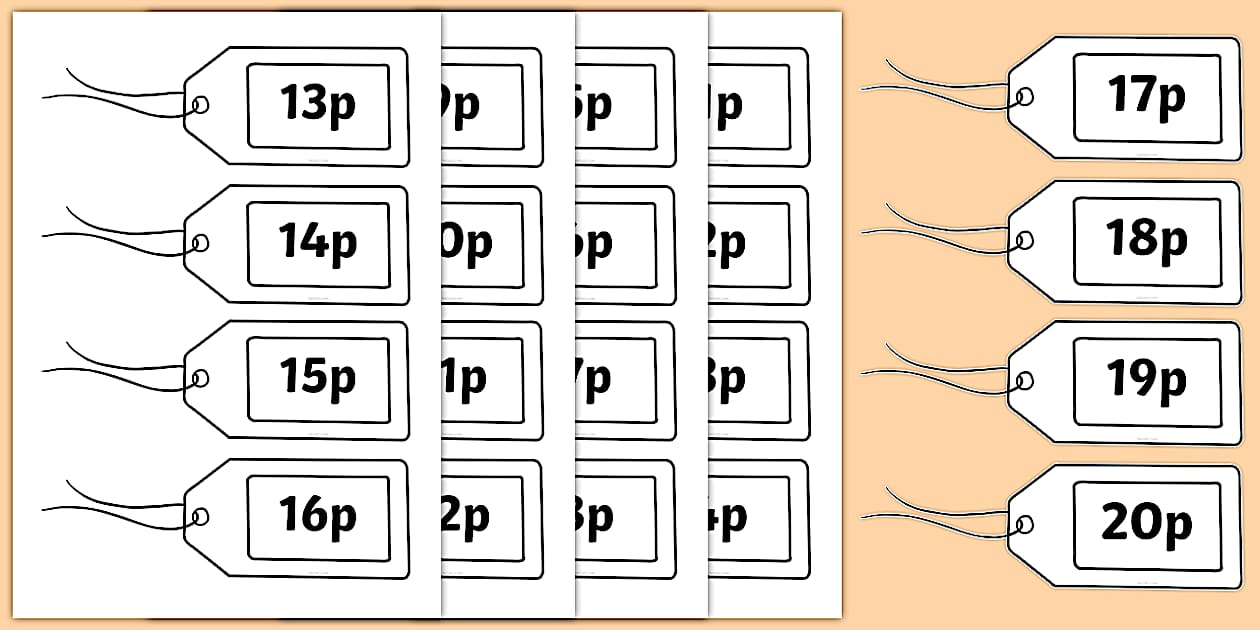Editable 1 - 20p on Price Tags - Shop Price Labels - Twinkl