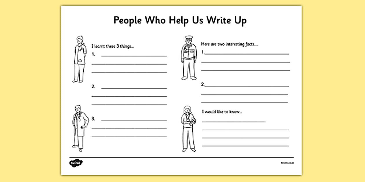 People Who Help Us Write Up Work Sheet (teacher made)
