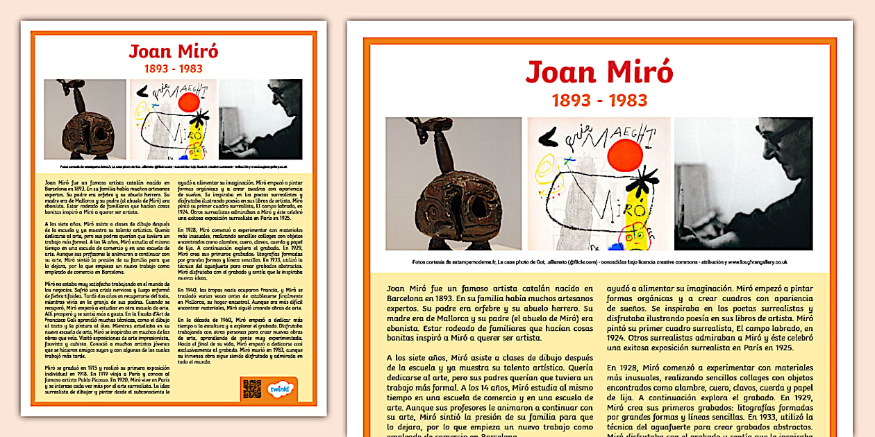 Biografía de Joan Miró (Hecho por educadores) - Twinkl
