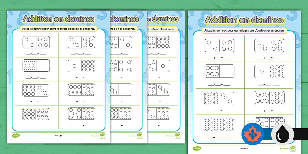 Addition and Subtraction with Dominoes French - Twinkl