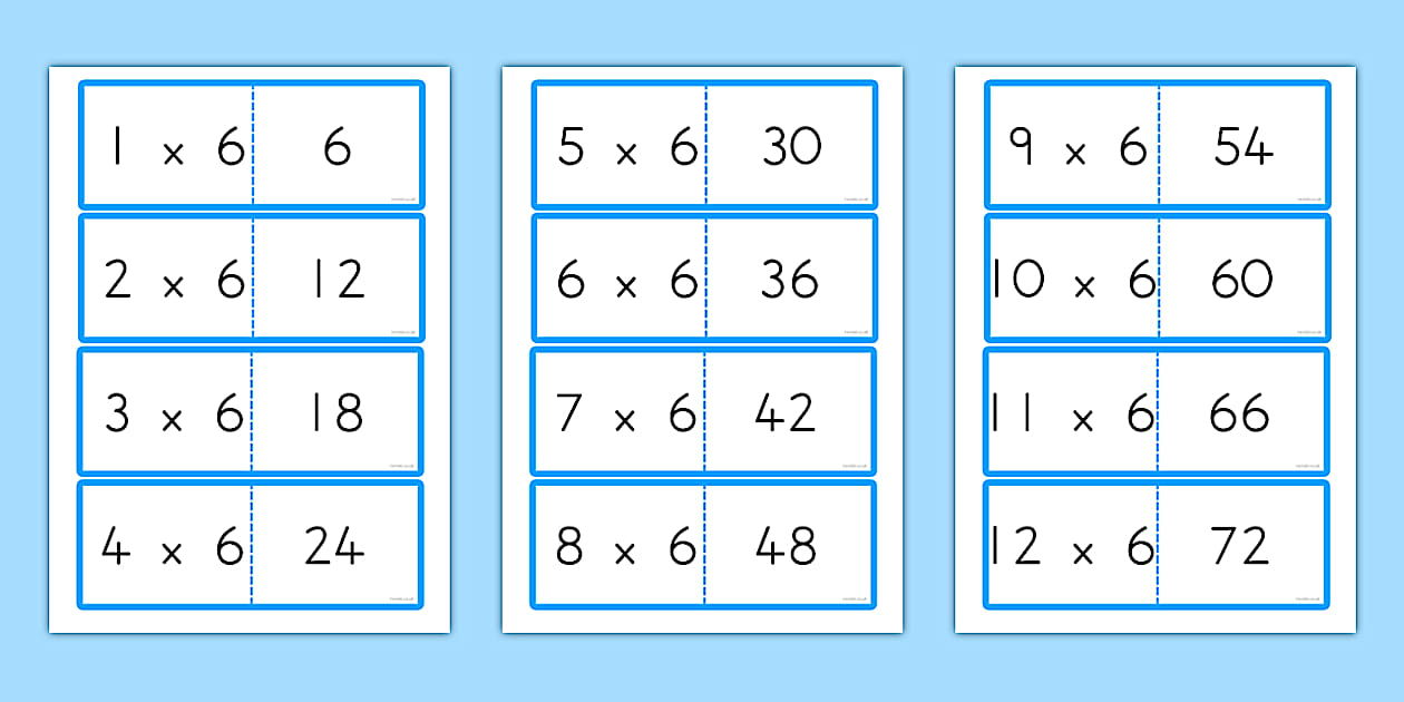 6 Times Table Cards (teacher made) - Twinkl