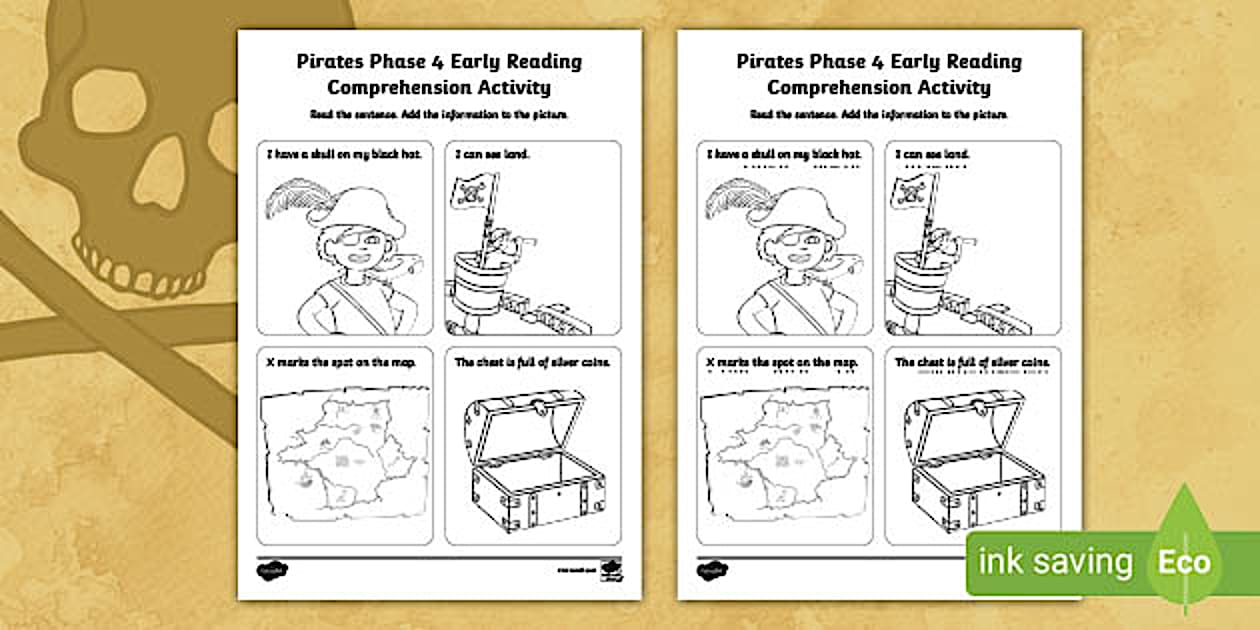 Pirates Phase 4 EYFS Reading Comprehension Activity - Twinkl