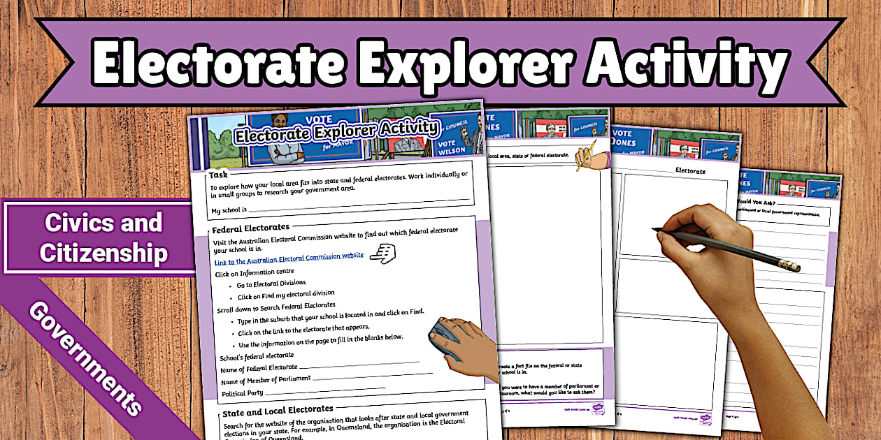 Electorate Explorer Activity for Year 5-6 (teacher made)