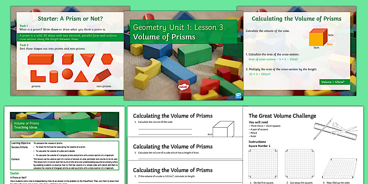 Area, Perimeter & Volume Lesson 5: Volume of Prisms