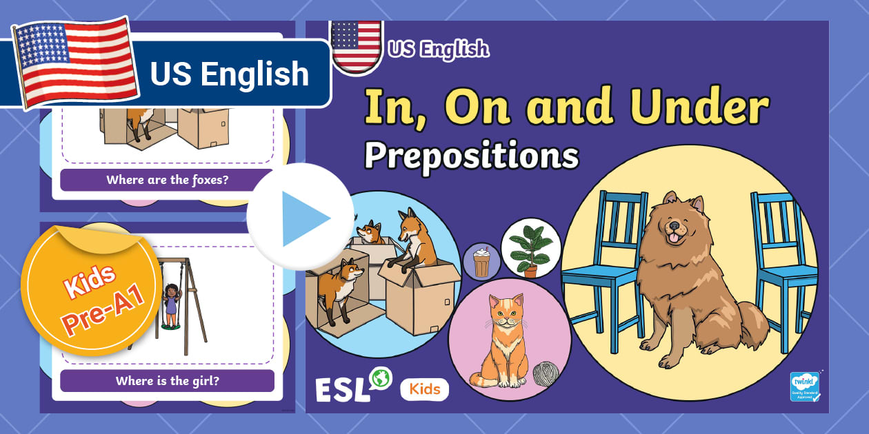 ESL 'In, On, Under' PowerPoint [Kids, Pre-A1] (teacher made)
