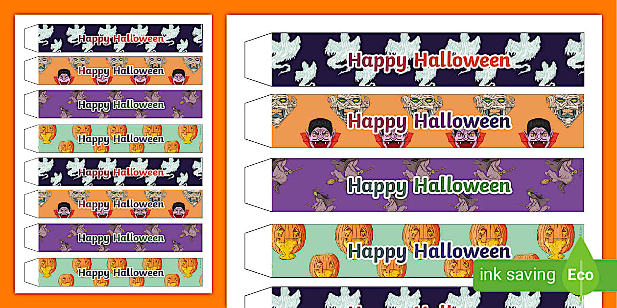 Happy Halloween Paper Chains, Halloween Decorations - Twinkl