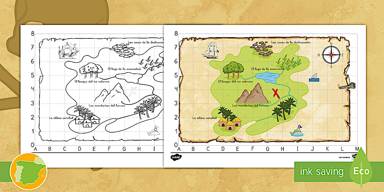 Mapa: Encuentra el tesoro de los piratas (teacher made)
