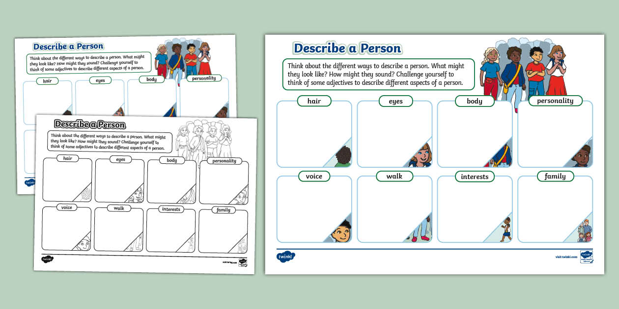 Describe a Person Adjectives Worksheet (teacher made)