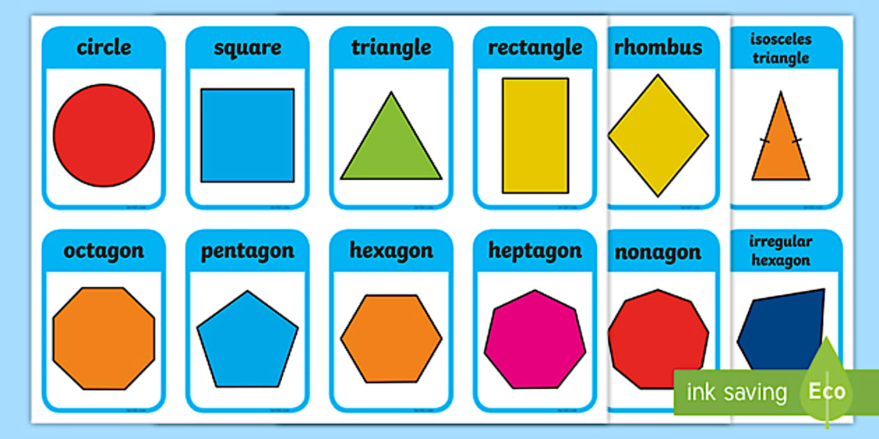 Black and White 2D Shape Flashcards (inc. Shape Names)