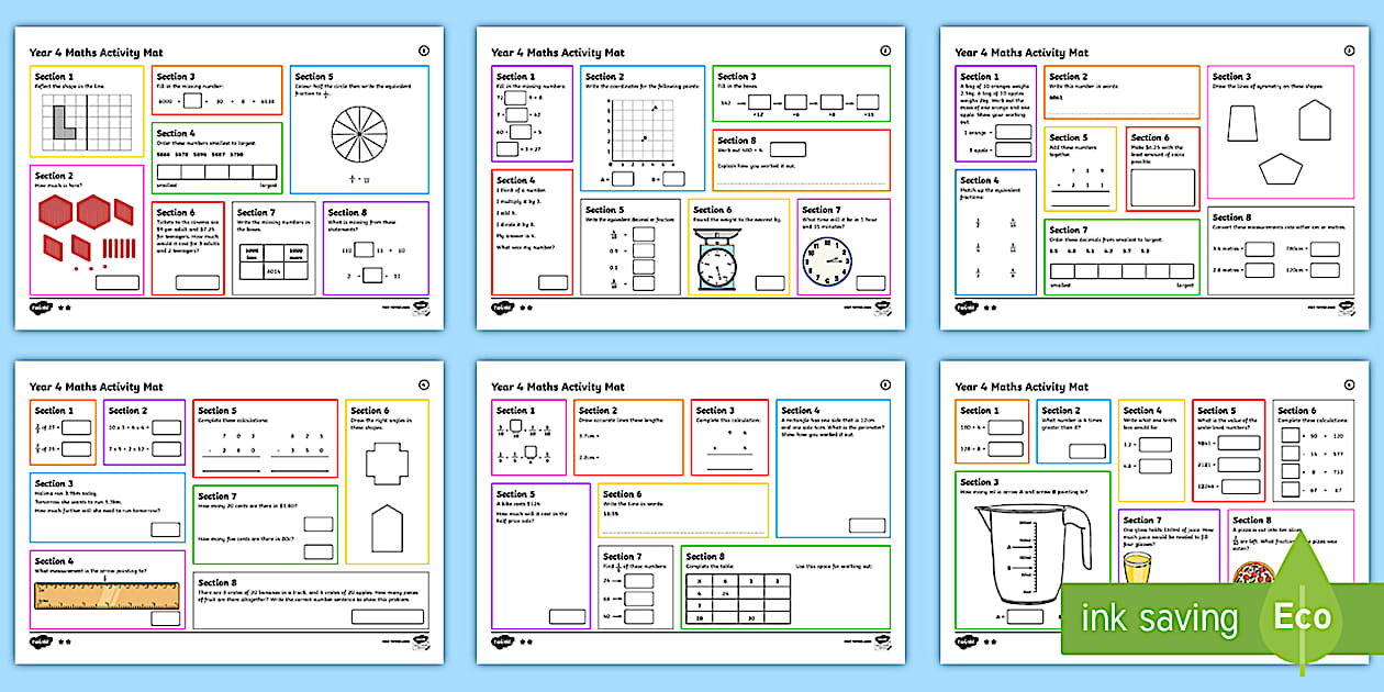 Differentiated Maths Mats Pack | Year 4 Maths Questions