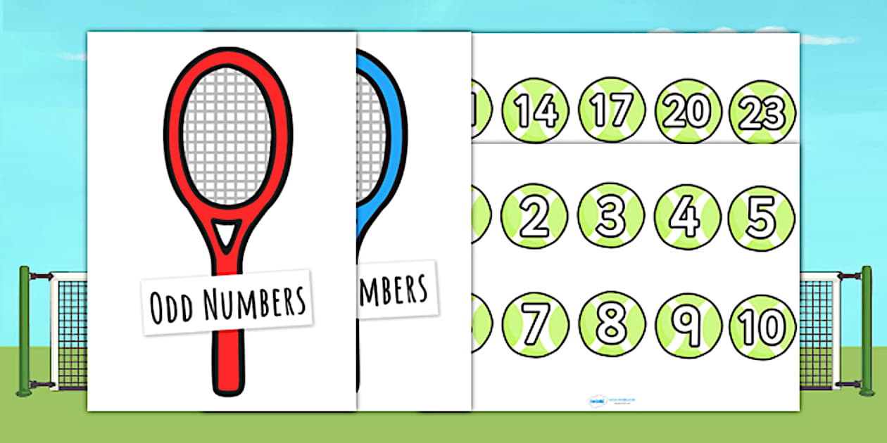 Tennis Ball and Racket Odd and Even Sorting Activity