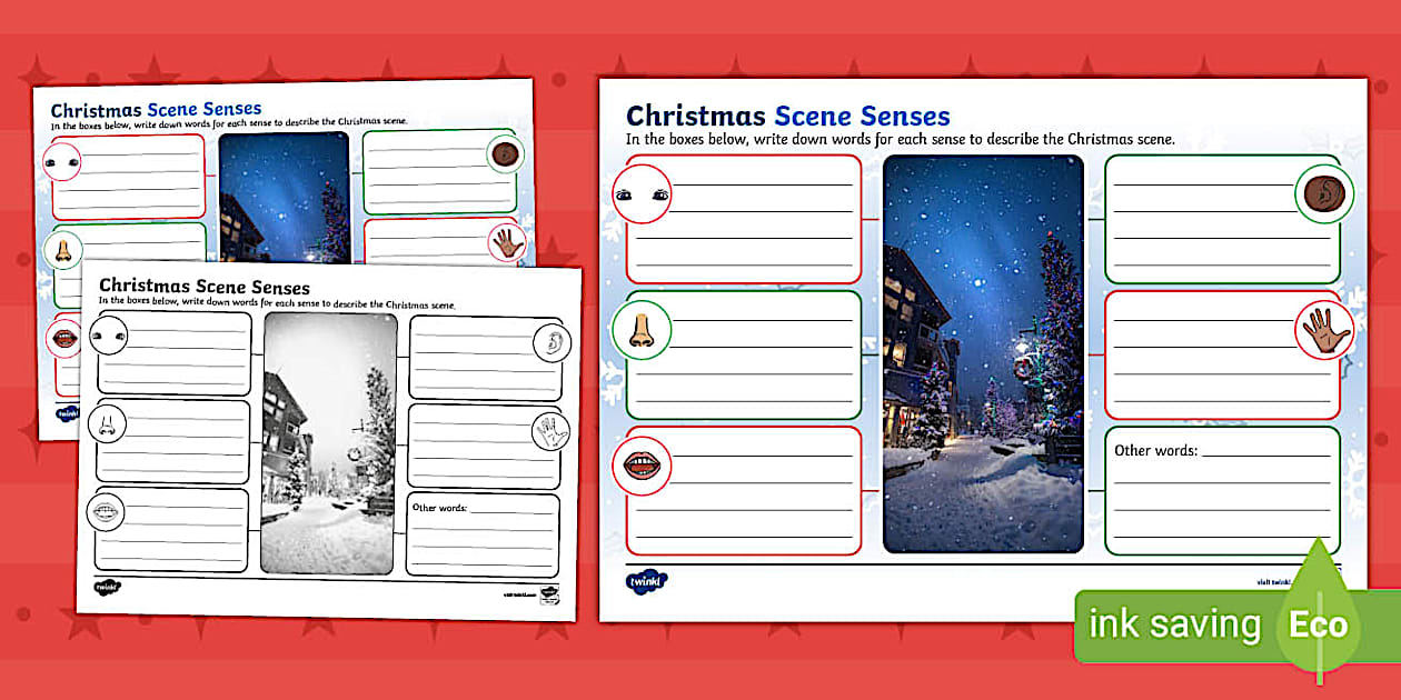 Christmas Scene Senses Mind Map (teacher made) - Twinkl