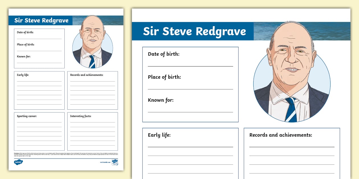 Sir Steve Redgrave Fact File Template - Twinkl