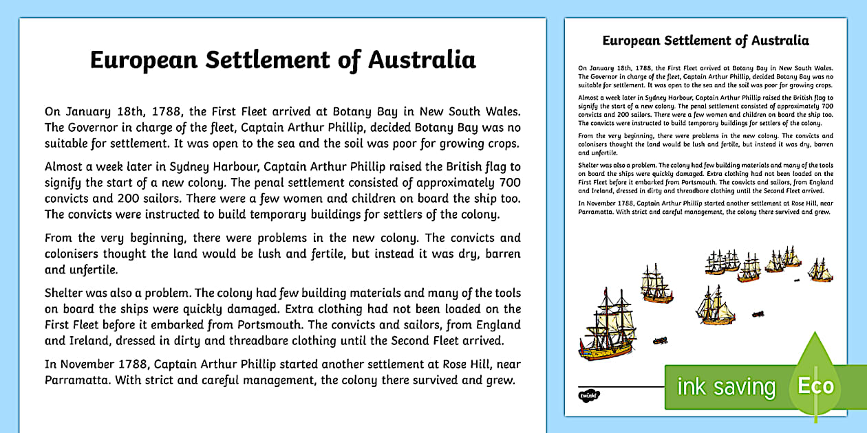 European Settlement of Australia Historical Factual Recount