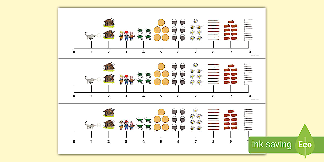 👉 Three Little Pigs Number Line - Twinkl