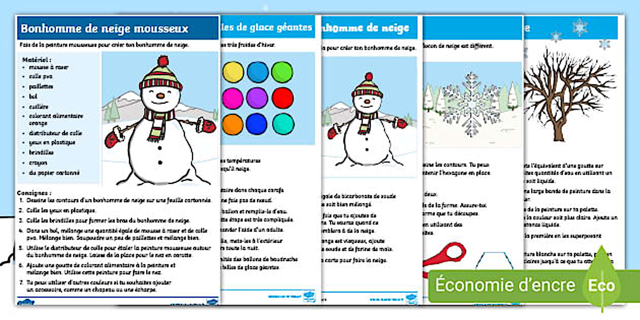 Activités manuelles sur l'hiver - Cycle 2 - Cycle 3
