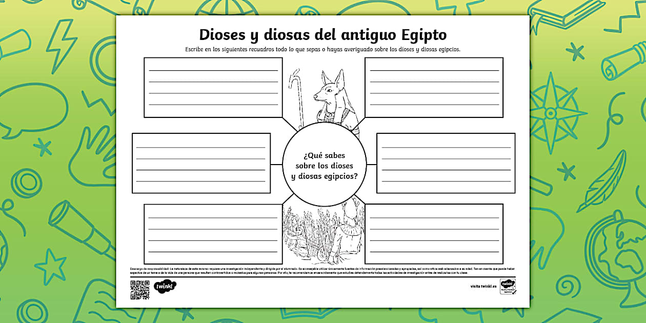 Mapa mental: Dioses y diosas del antiguo Egipto - Twinkl
