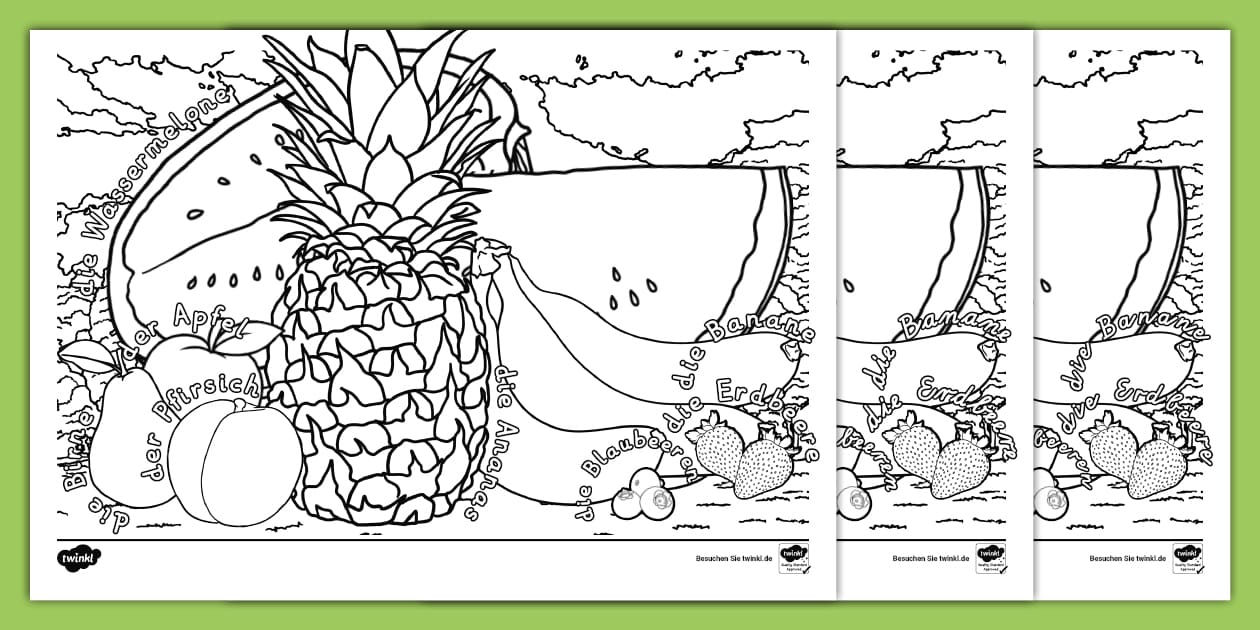 Das Obst - Ausmalbild (teacher made) - Twinkl