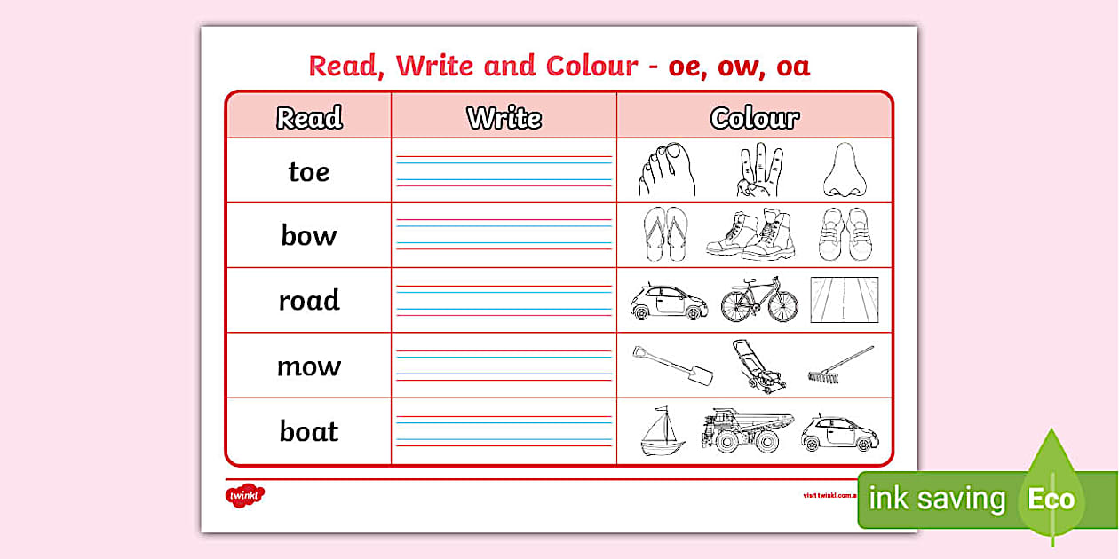 Read, Write and Colour (teacher made) - Twinkl