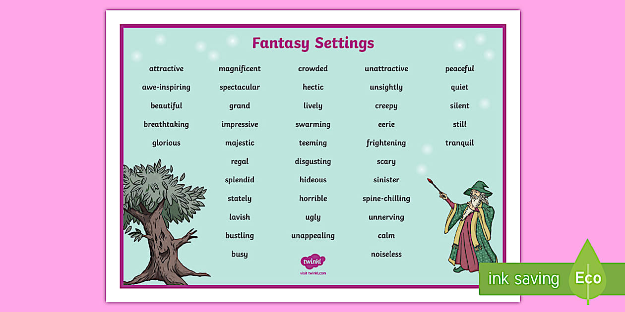 Fantasy Settings Word Mat | Fantasy Words for Description