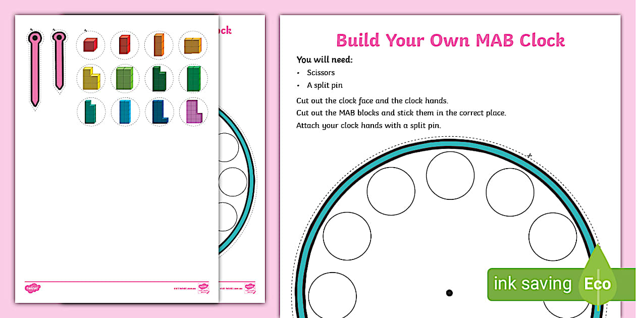 Build your own MAB Clock (teacher made) - Twinkl