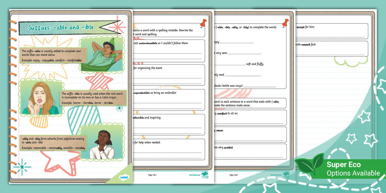 Suffixes: -able and -ible (Ages 9 - 11)