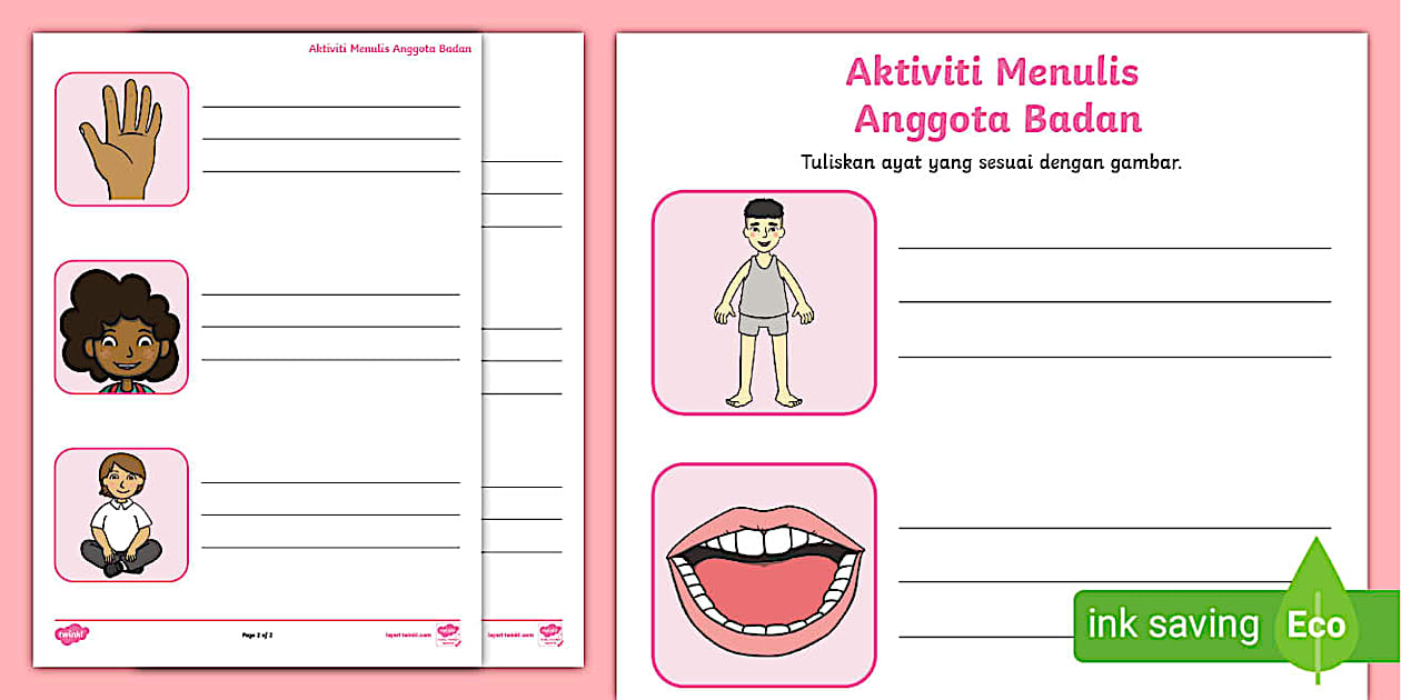 Aktiviti Menulis | Anggota Badan (teacher made) - Twinkl