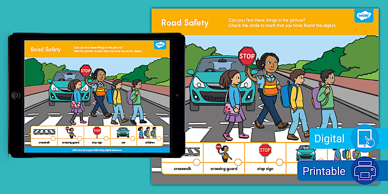 Road Safety Can You Find? Picture Activity - Twinkl