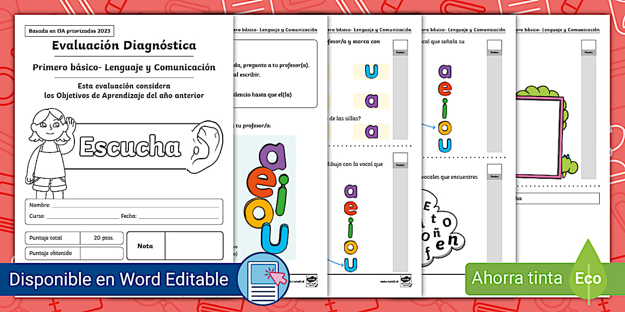 Prueba de Diagnóstico Primero Básico Lenguaje y Comunicación