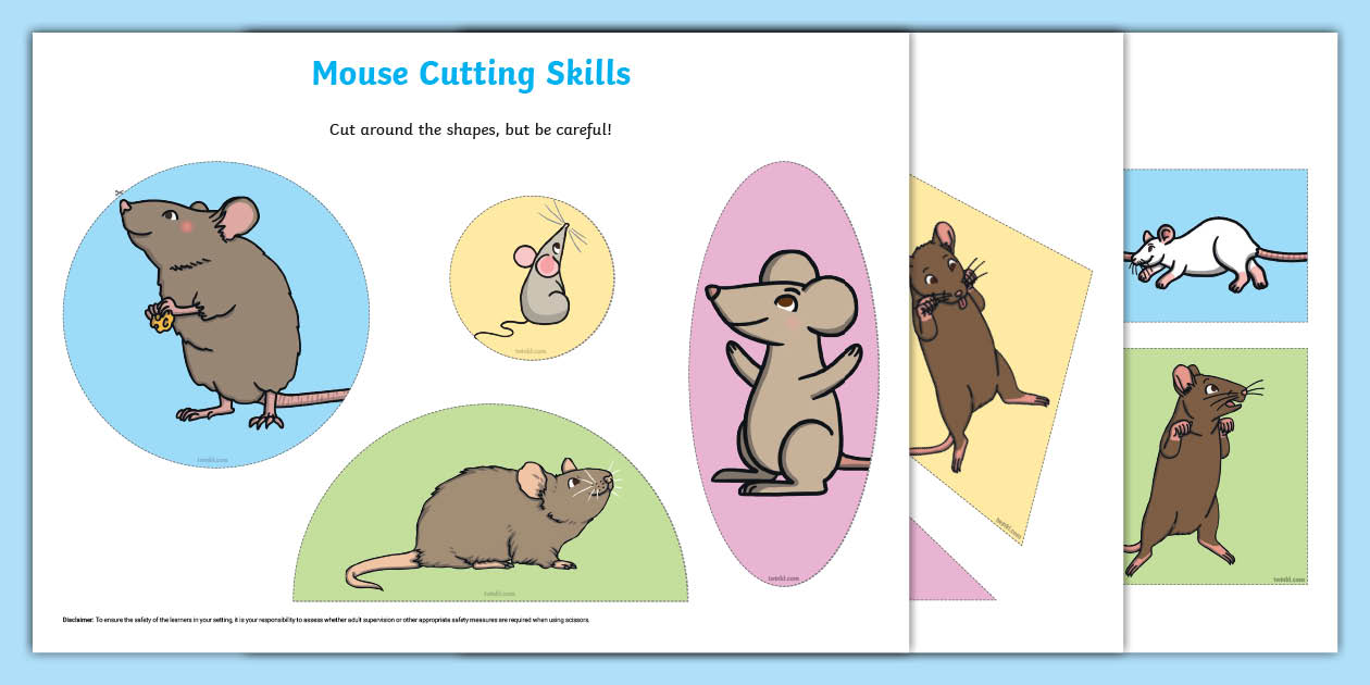 Mouse Cutting Skills Worksheet (teacher made) - Twinkl