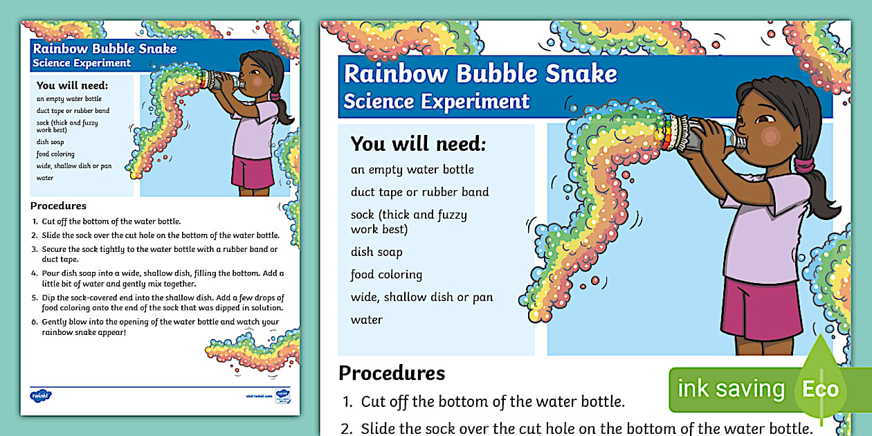 Caribbean Rainbow Bubble Snake Science Experiment - Twinkl