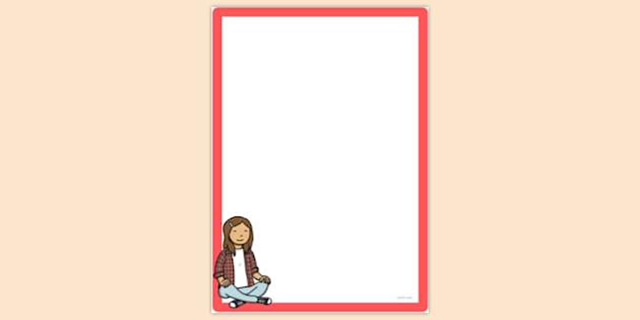 Simple Blank Child Sitting Page Border | Page Borders