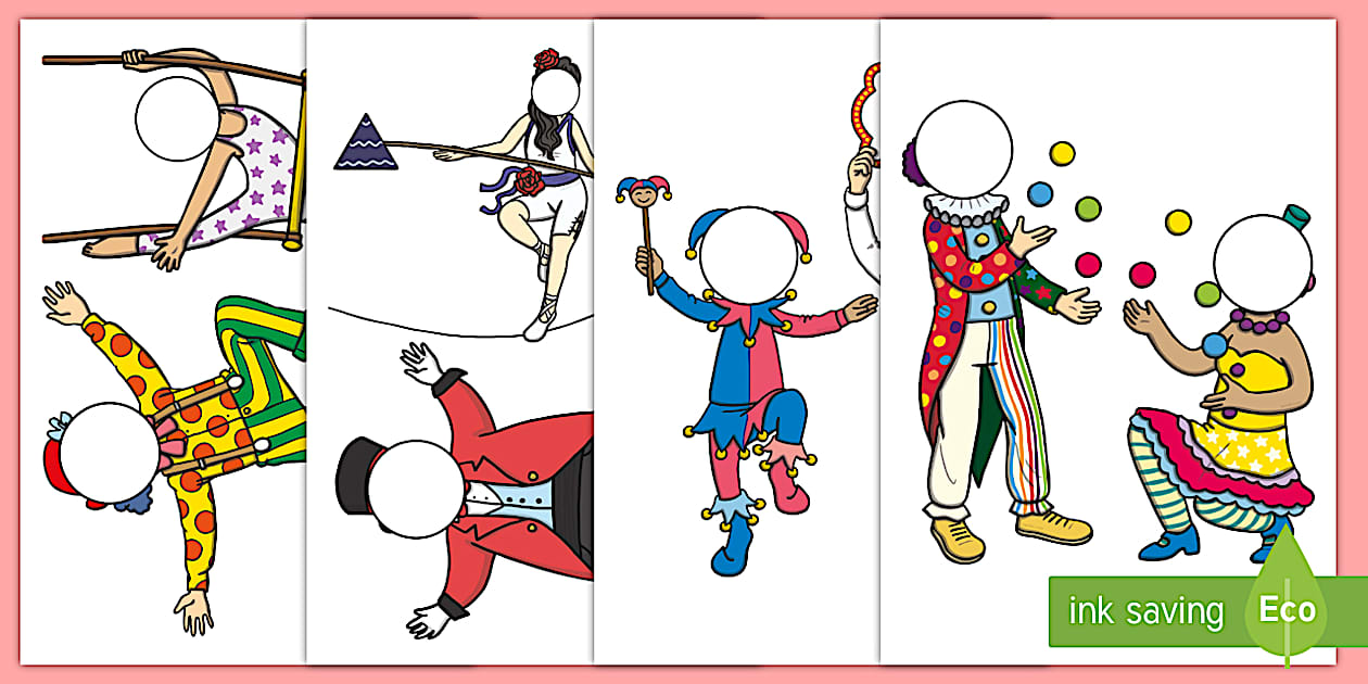Circus Themed Editable Face Cut-Outs